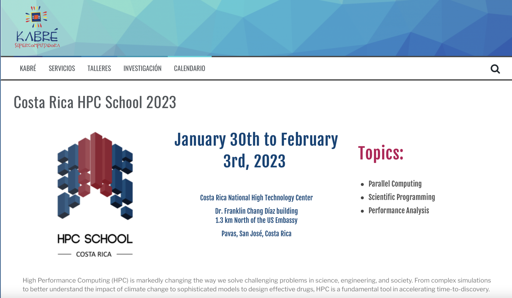 Costa Rica HPC School 2023 - RISC2 Project